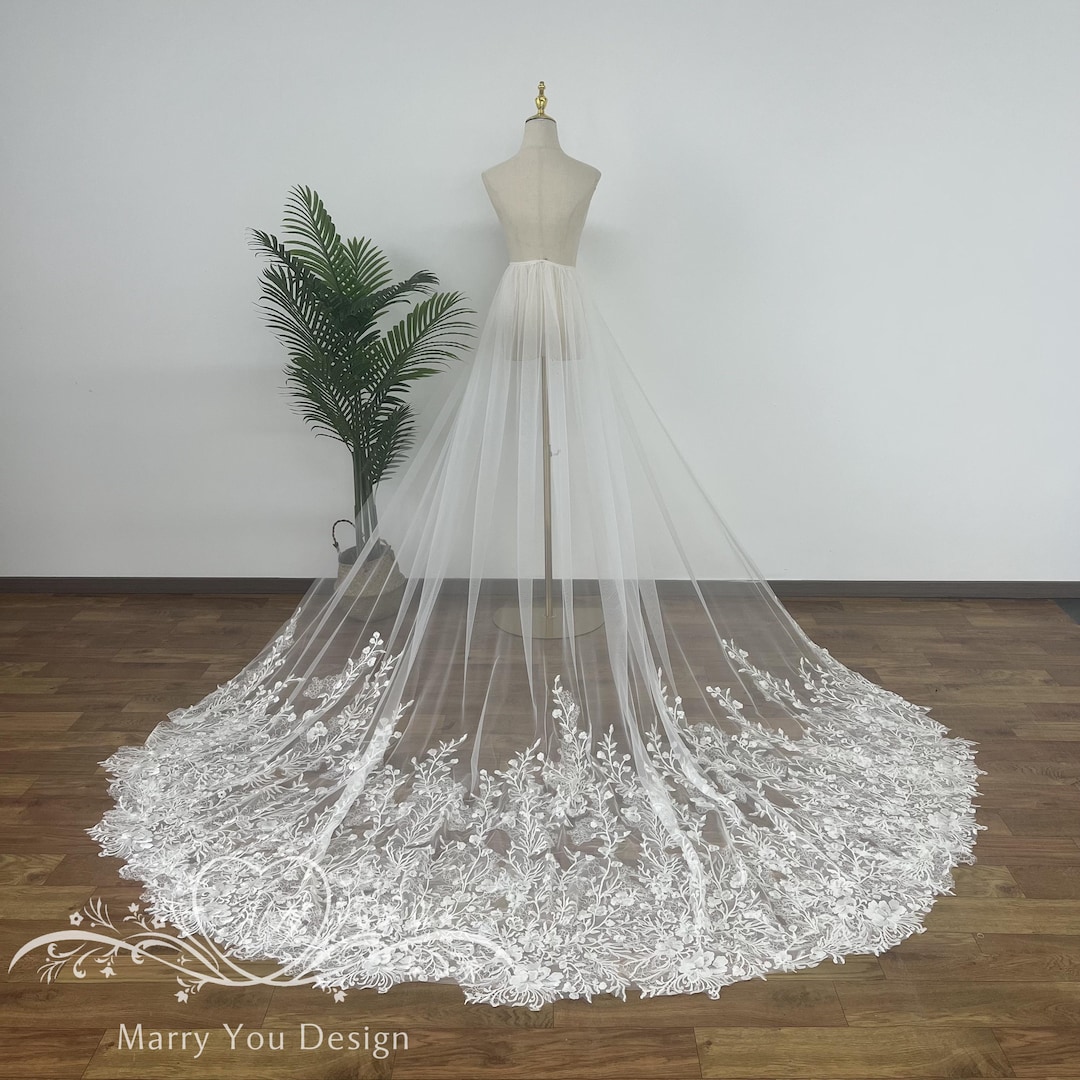 Dreamy Wedding Detachable Train,floral Lace Detachable Skirt,detachable ...