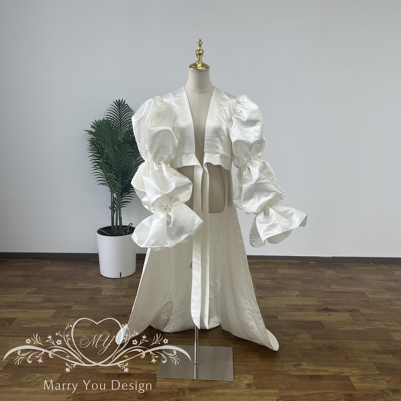 Elegant Wedding Cape,puff Sleeves Bridal Cape,satin Women Fashion Cape ...