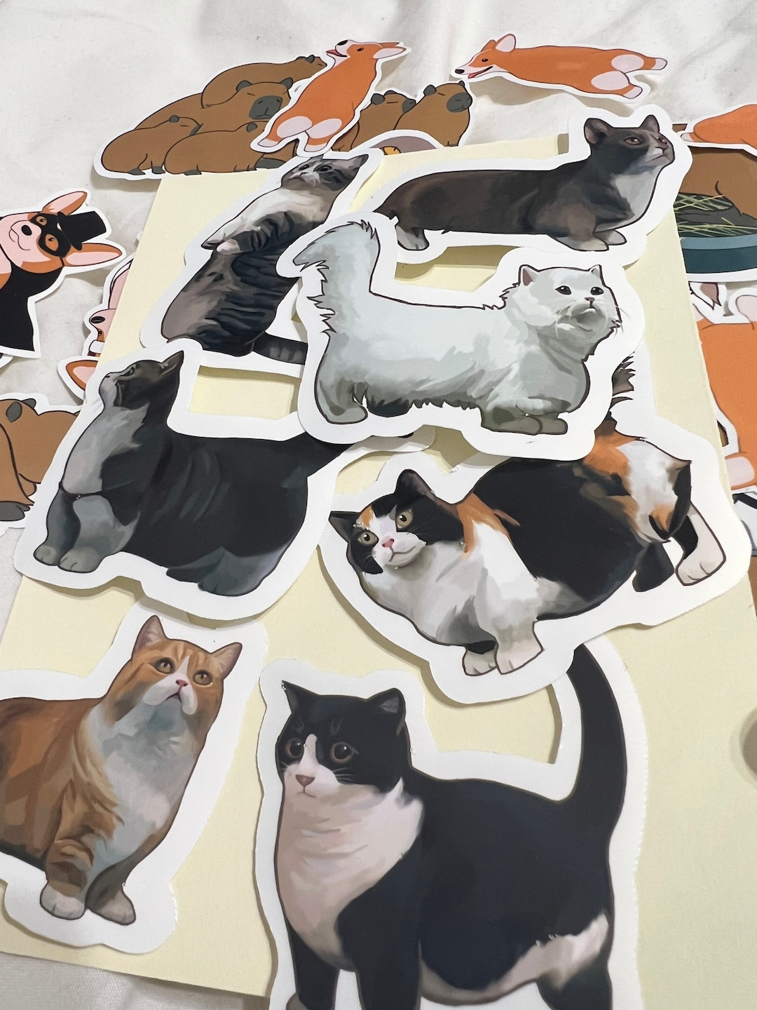 Homemade Munchkin Cat Stickers, Set of 7 Stickers, Cut Separately - Etsy