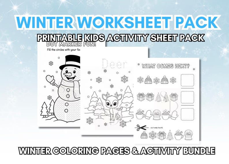 Winter Coloring Pages & Activity Bundle | Printable Preschool Games ...