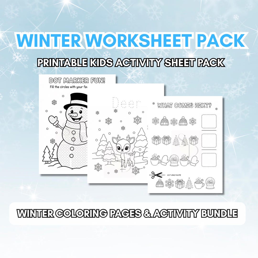 Winter Coloring Pages & Activity Bundle | Printable Preschool Games ...