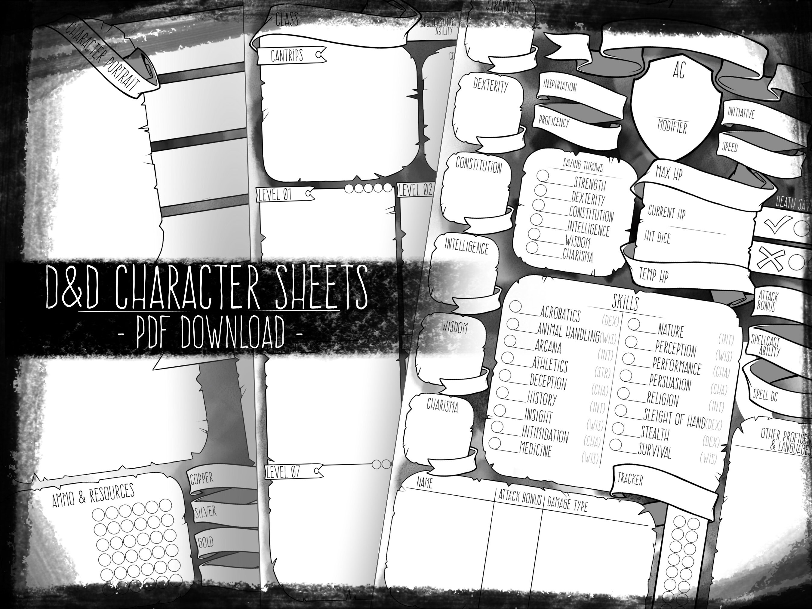 Drawing & Illustration Art & Collectibles DND Class-Themed Character ...