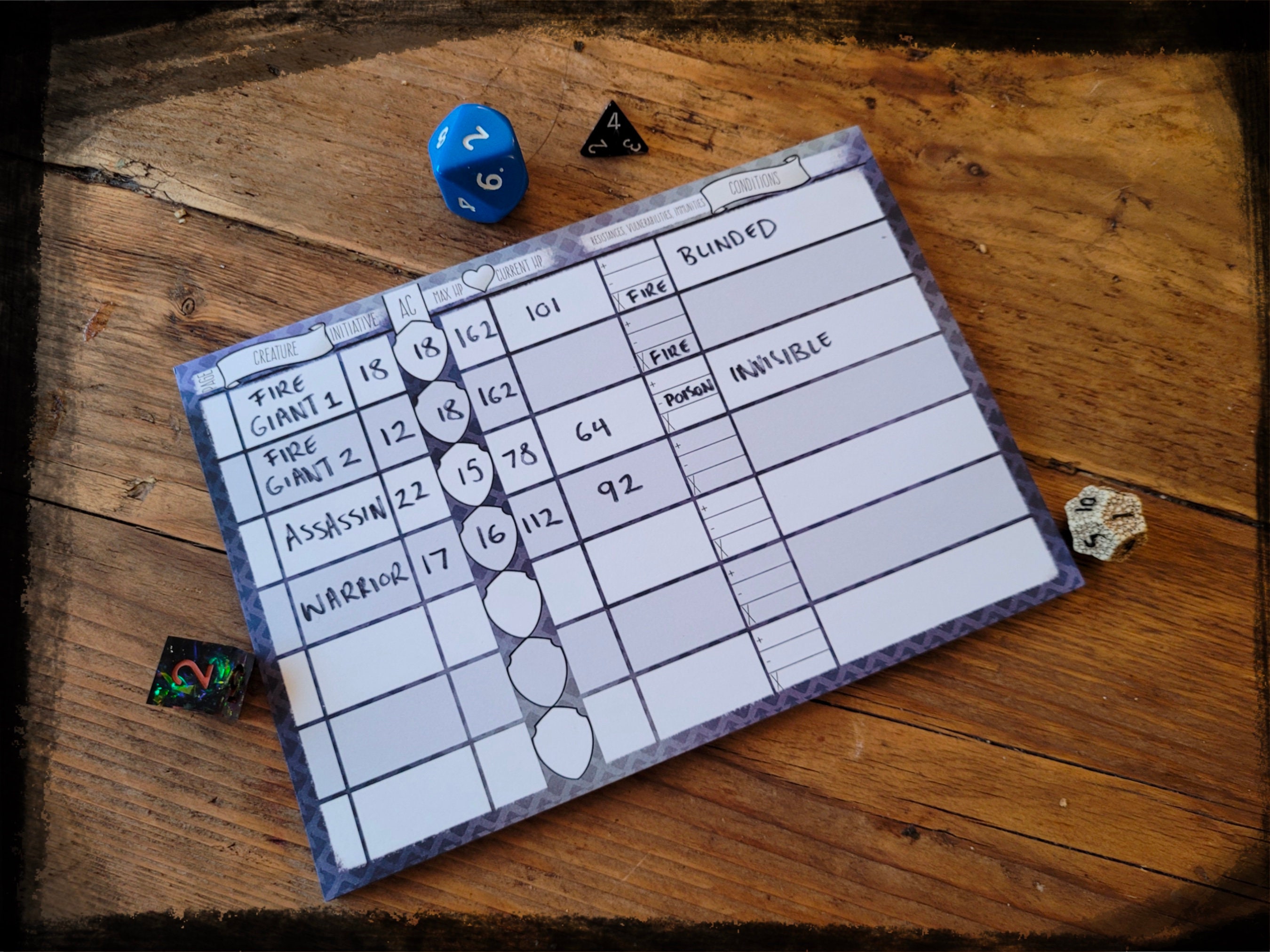 Dnd Combat Tracker GM Notepad dungeons & Dragons TTRPG. - Etsy Australia