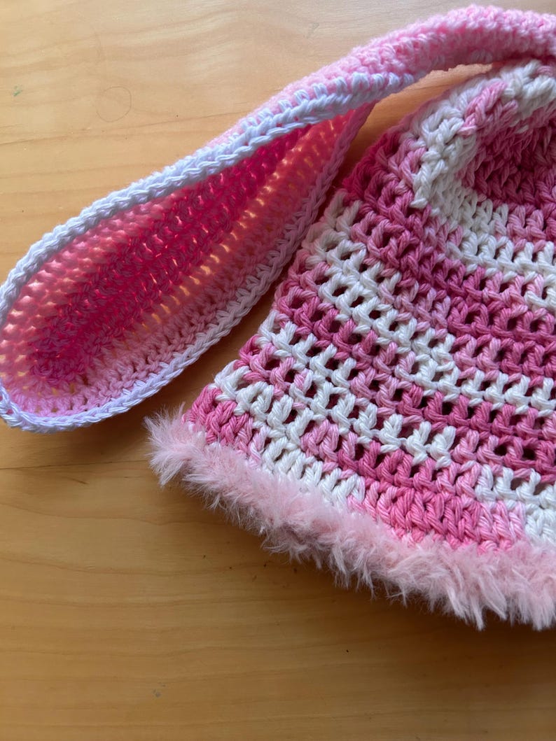 Bunny Bucket Hat Fluffy Brim Bunny Ear Hat Festival, Rave Party Hat ...