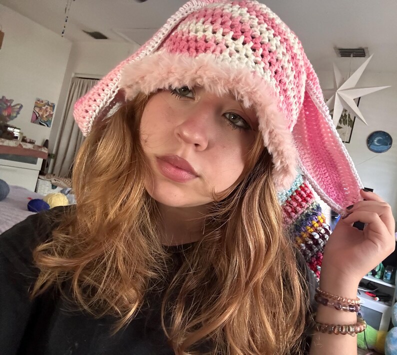 Bunny Bucket Hat Fluffy Brim Bunny Ear Hat Festival, Rave Party Hat ...