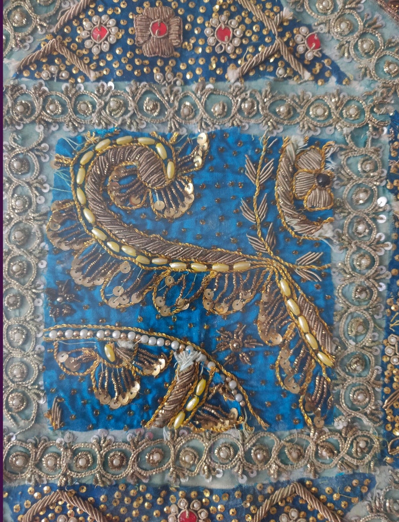 Magnificent, Unique, and Rare Indian Embroidered Canvas, Luxurious ...