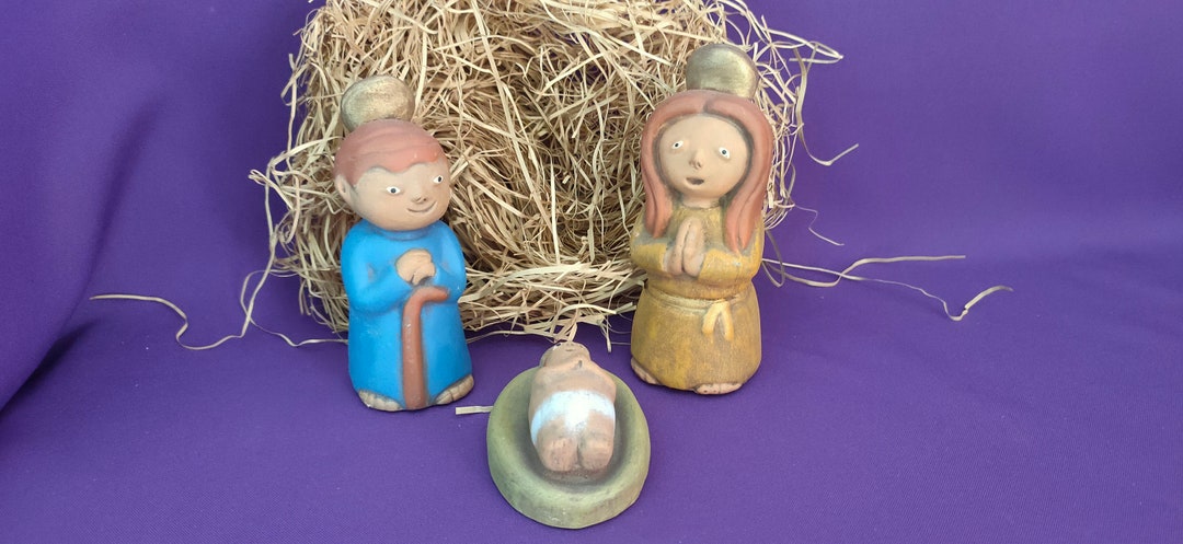Vintage Nativity Scene Set, Portuguese Holy Family, Handmade Sacred ...