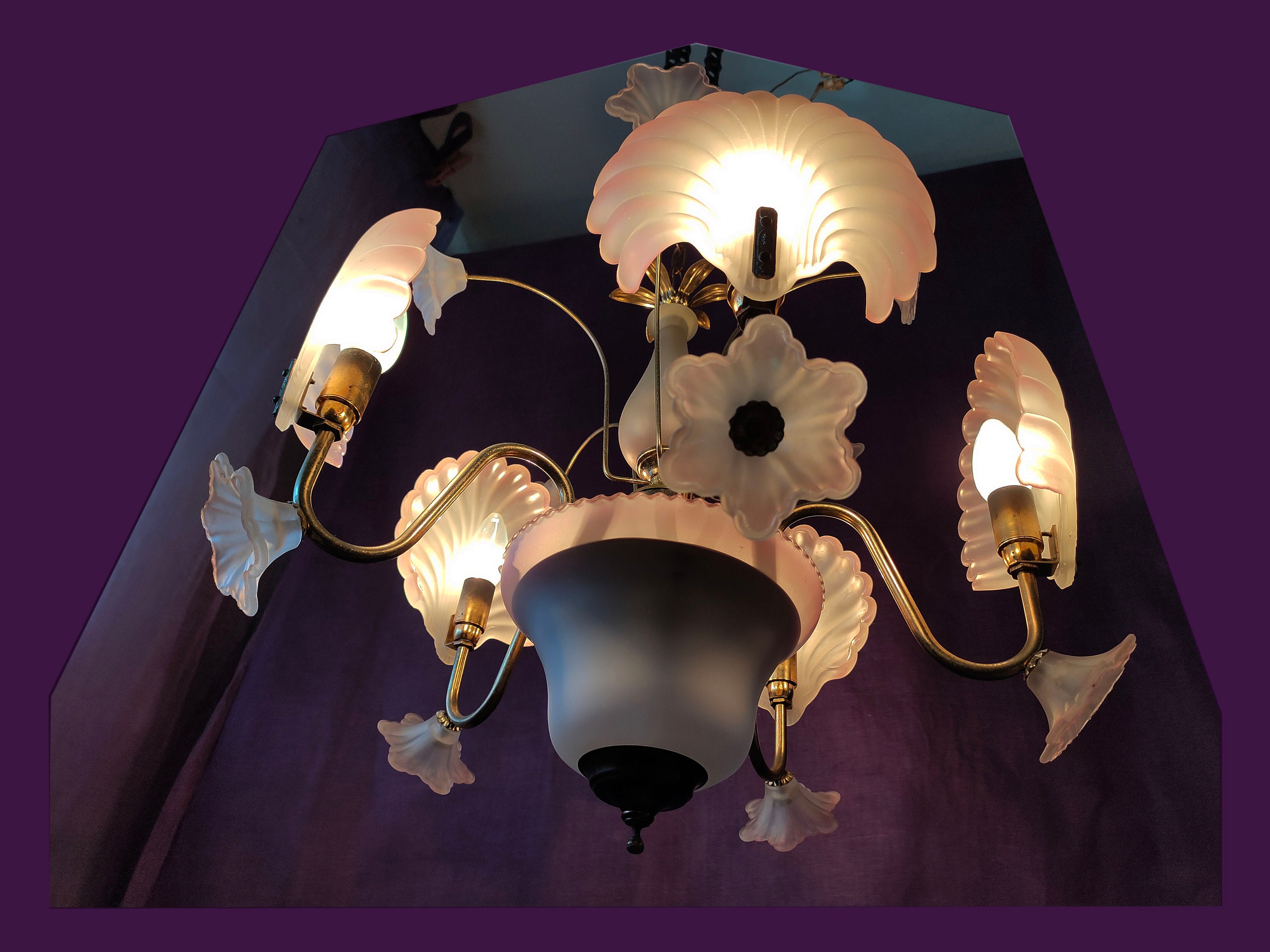 Rococo Chandelier is a Golden Ceiling Lamp With Curves and - Etsy