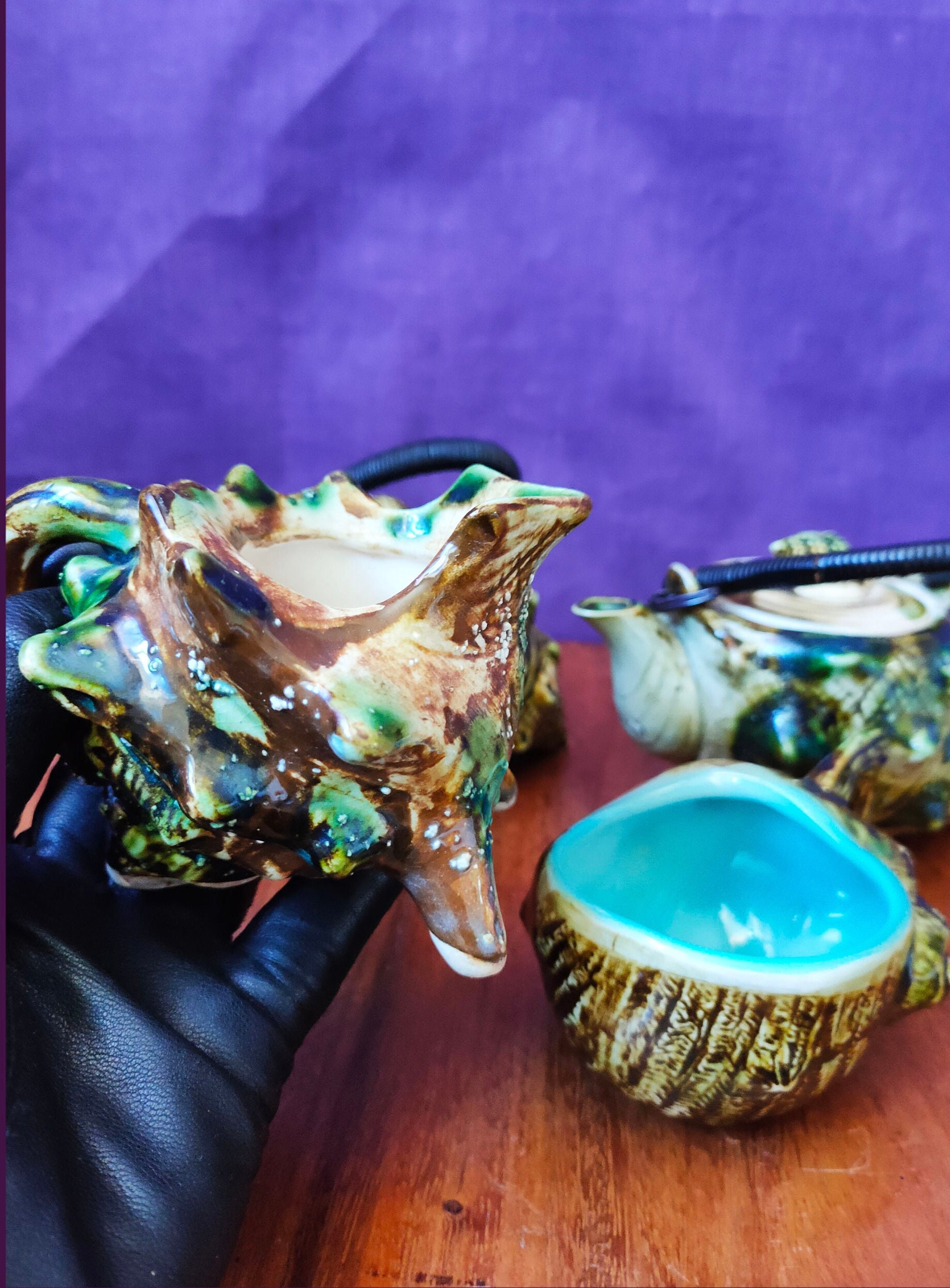 Teapot Shell Teapot Set Kitchen Decor Wedding Gift - Etsy