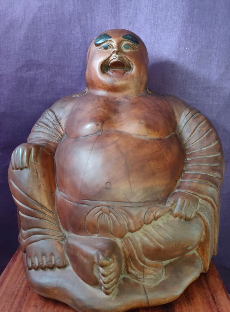 Chinese Big Wood Buddha Fat Buddha God Meditation Buddhism - Etsy