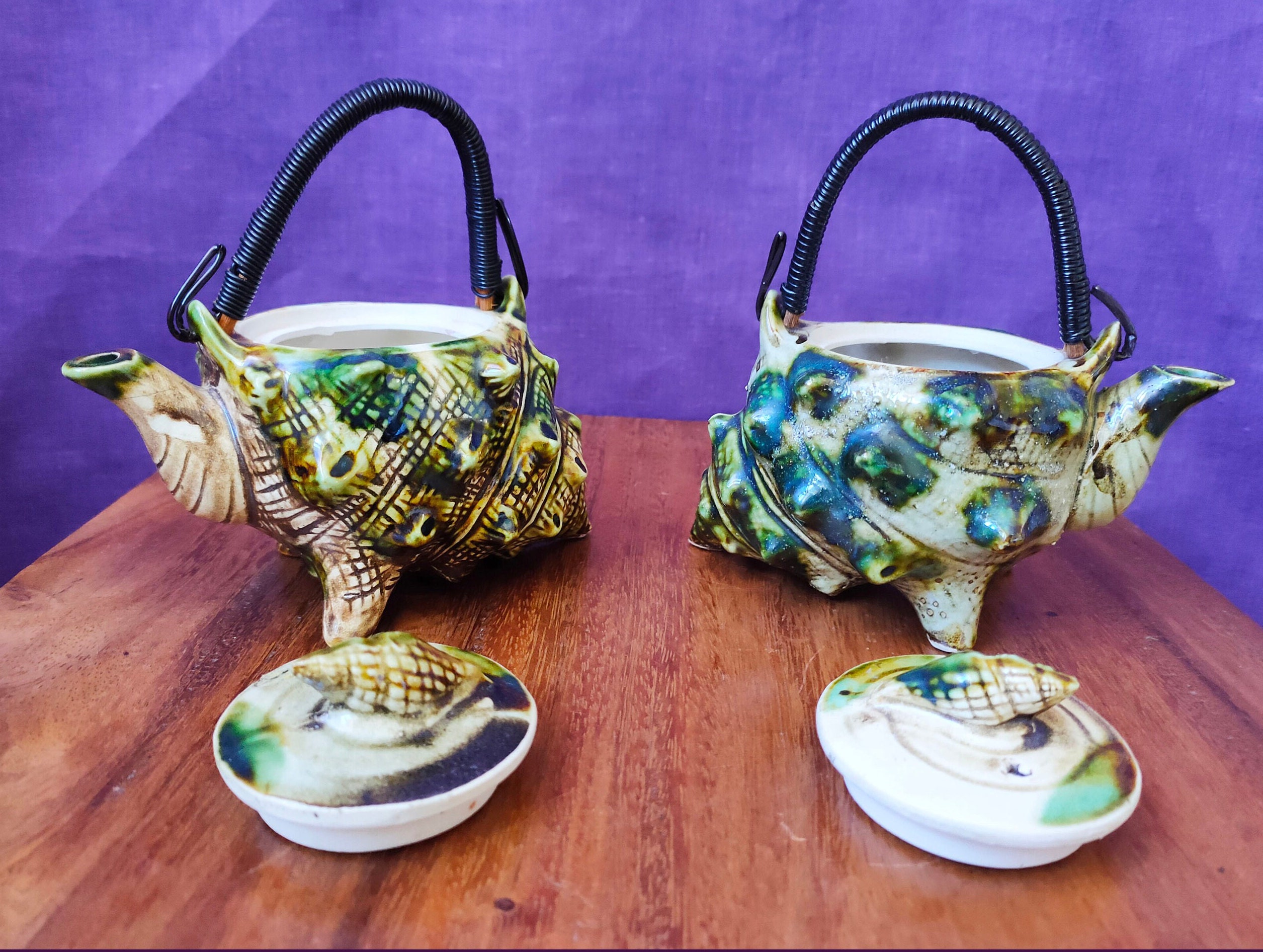 Teapot Shell Teapot Set Kitchen Decor Wedding Gift - Etsy