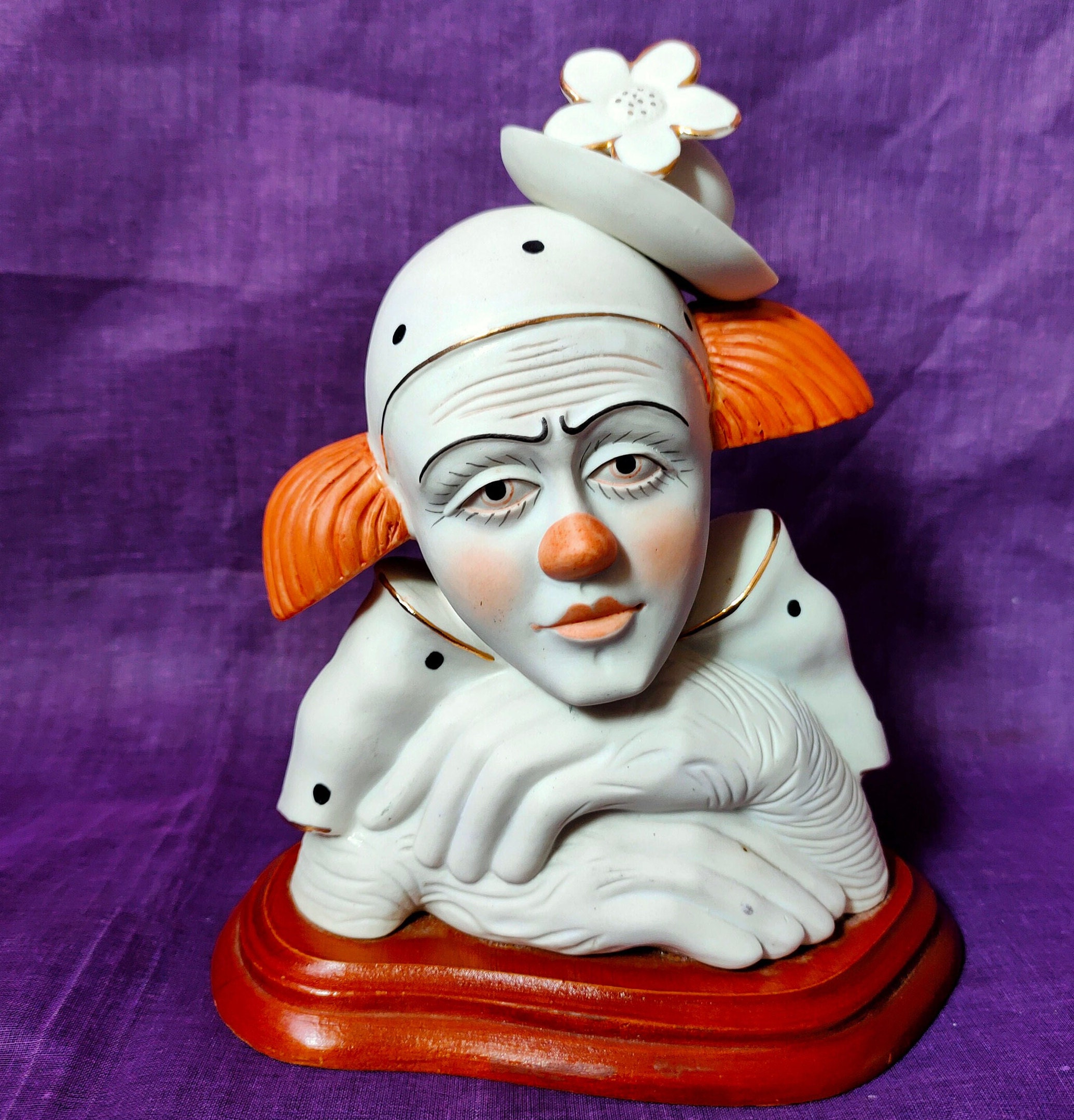 Rare Sad Clown Bust, Fine Porcelain Art, Vintage, Collector's Piece ...