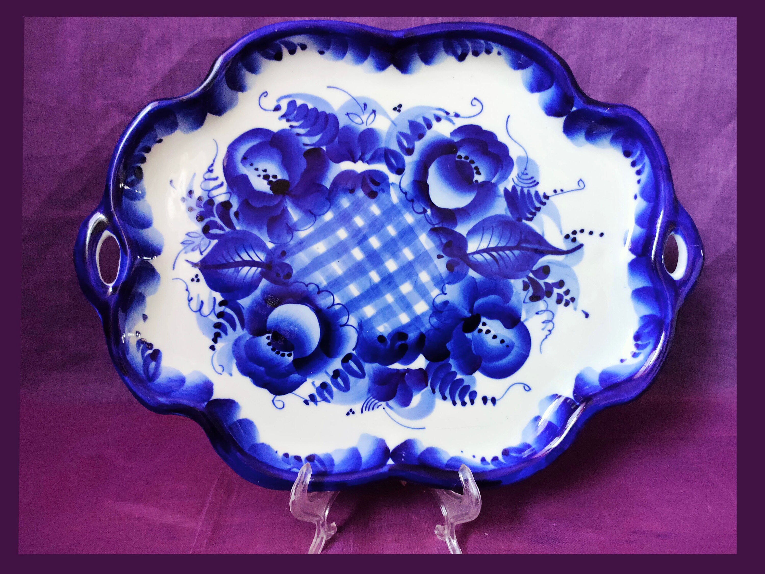 Ceramic Tray White Blue Floral 70's Home Gift Wall - Etsy