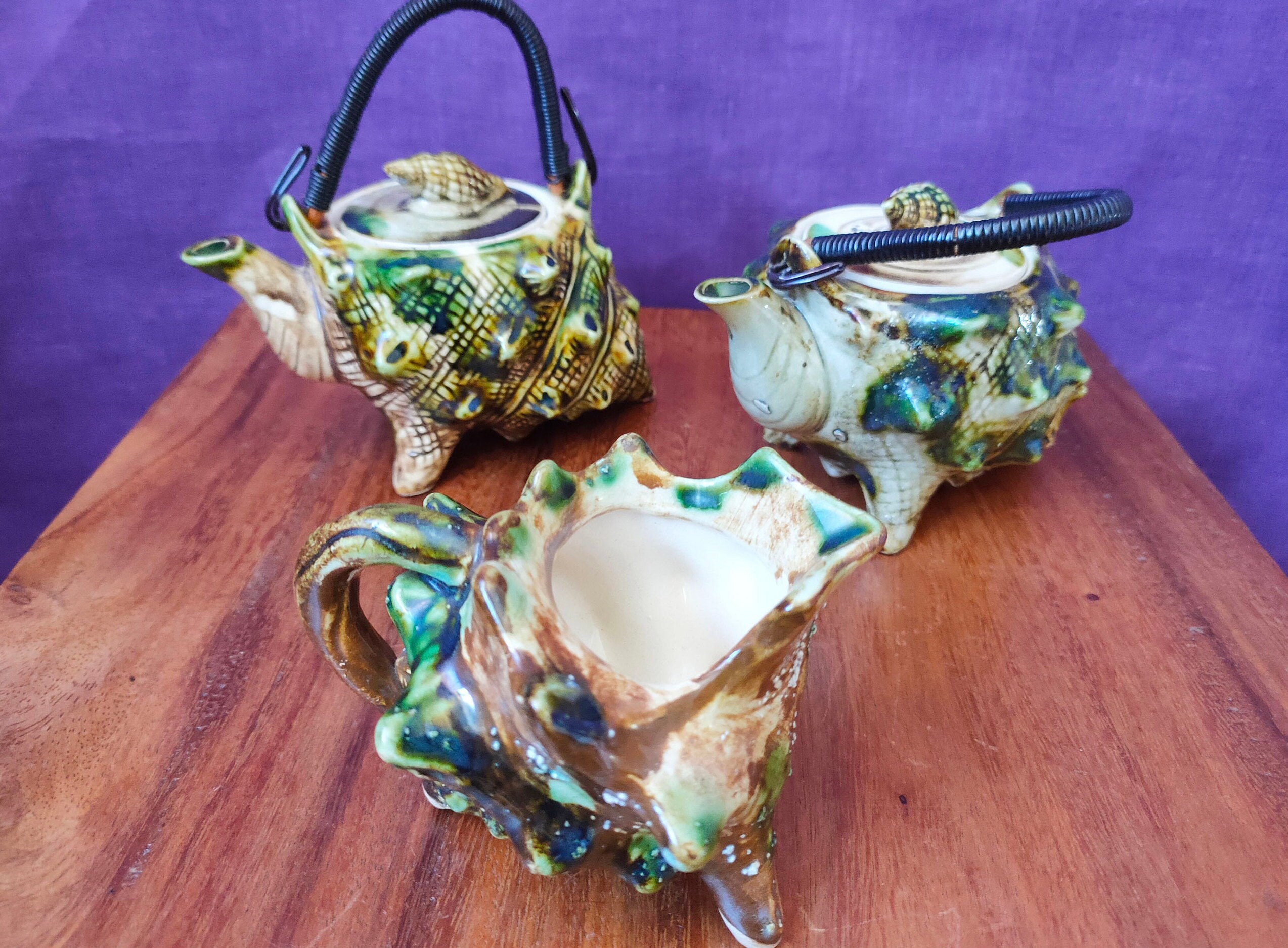 Teapot Shell Teapot Set Kitchen Decor Wedding Gift - Etsy