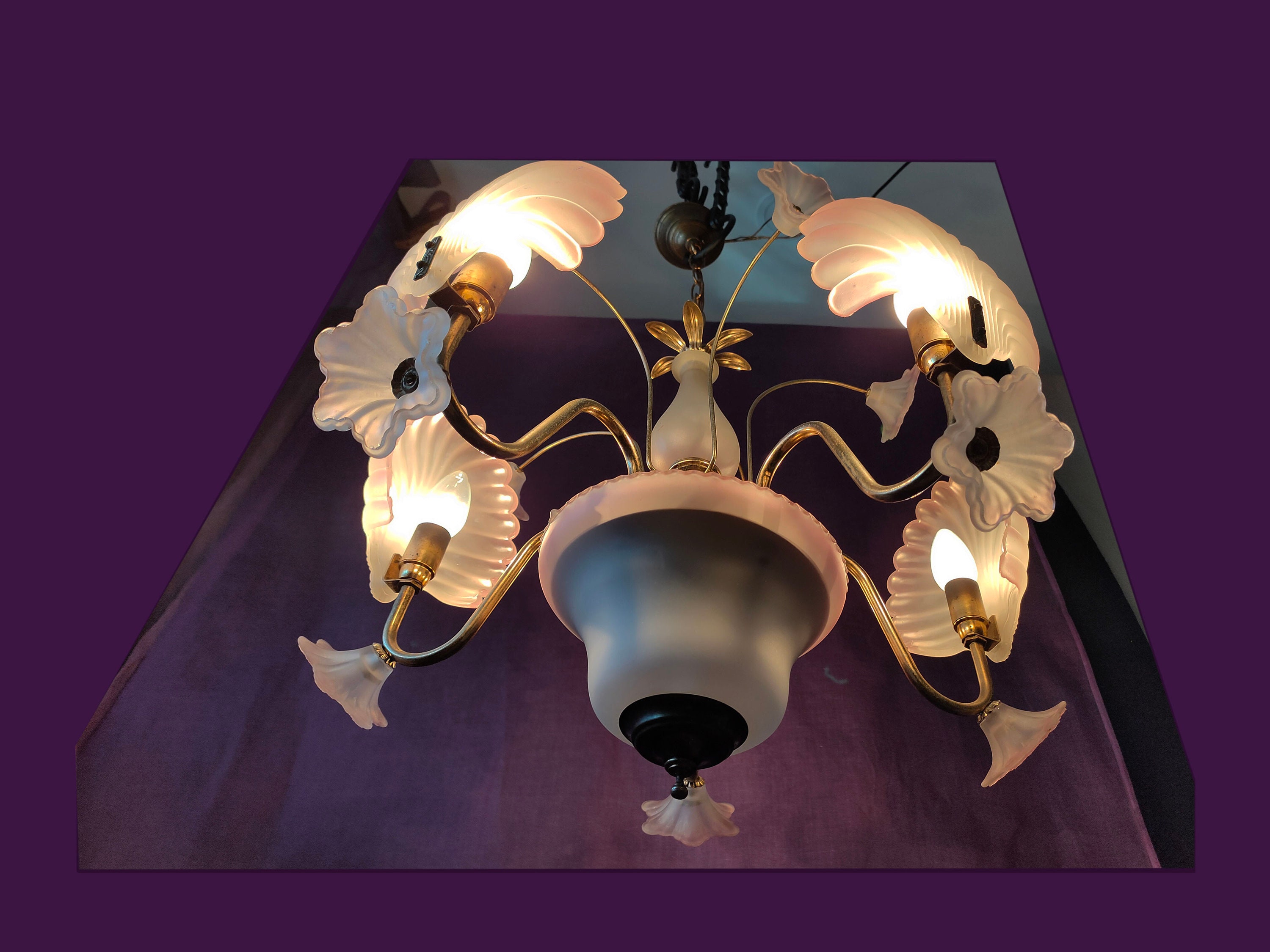 Rococo Chandelier is a Golden Ceiling Lamp With Curves and - Etsy