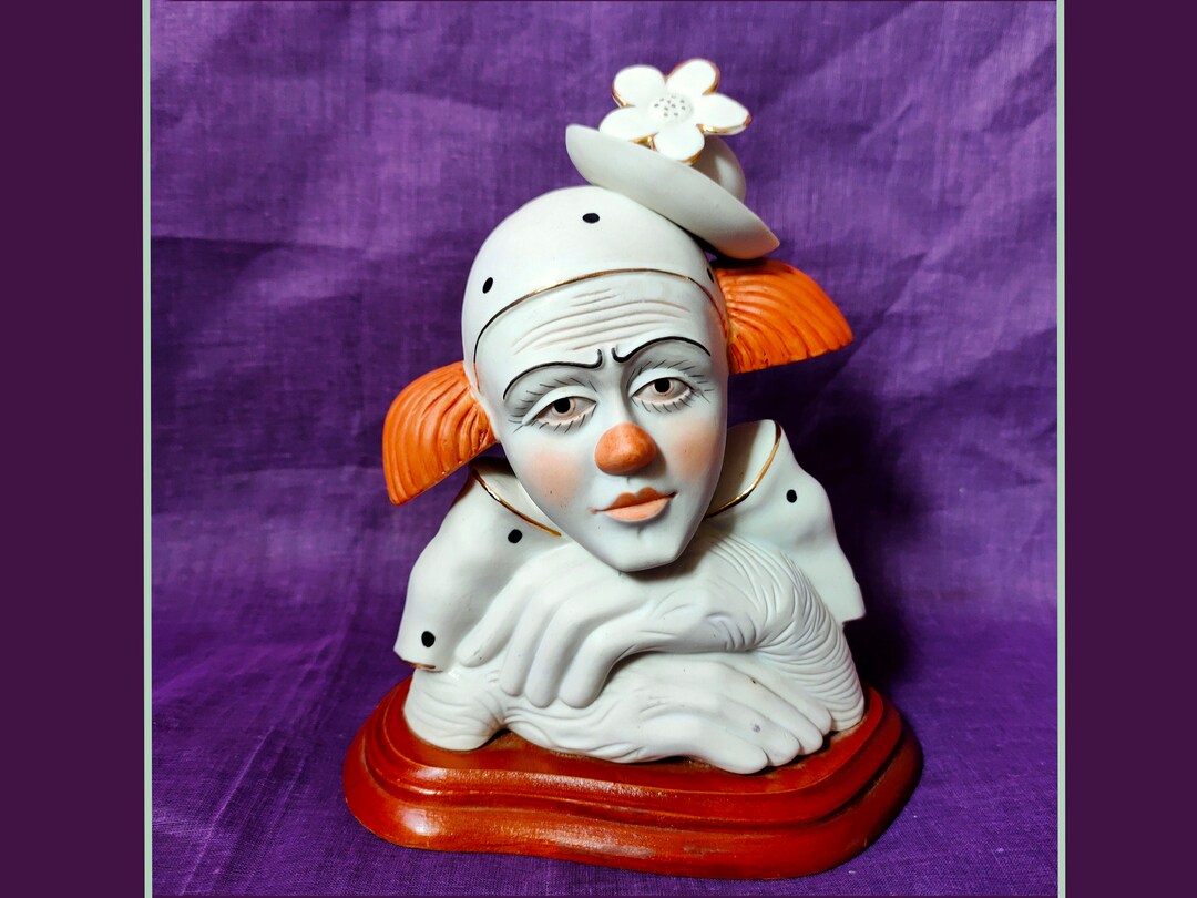 Rare Sad Clown Bust Fine Porcelain Art Vintage - Etsy