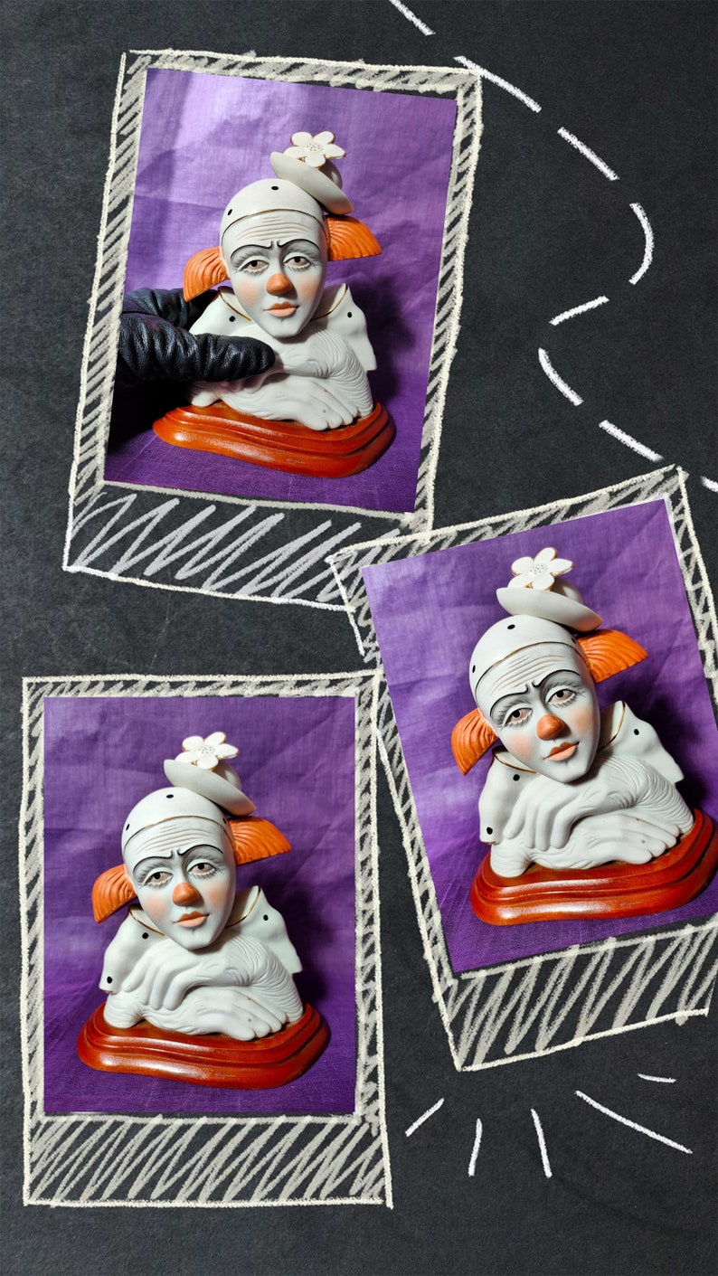 Rare Sad Clown Bust, Fine Porcelain Art, Vintage, Collector's Piece ...