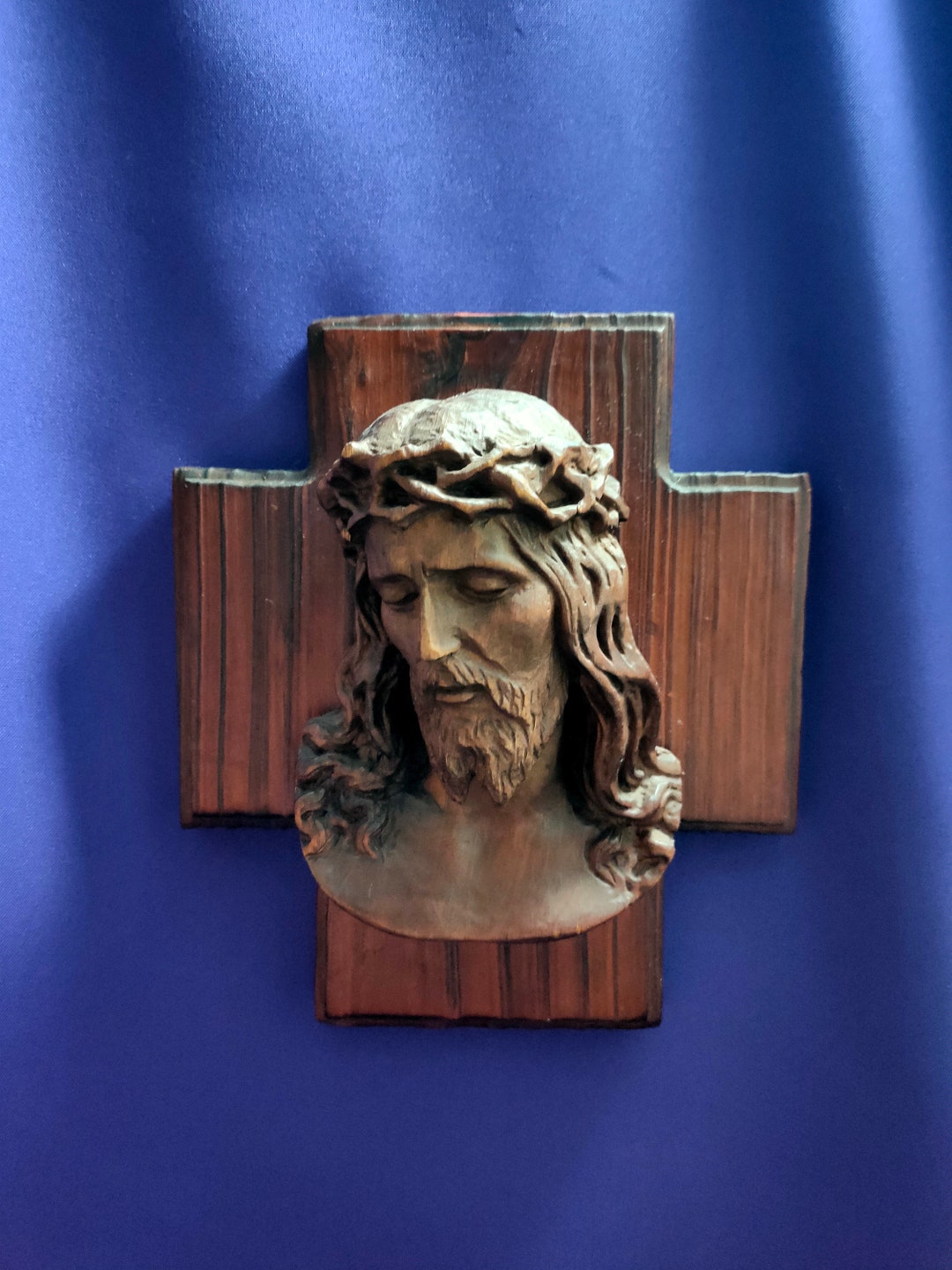 Christ Face, Wall Cross, Vintage, Hand Carved Statue, Reflection and ...