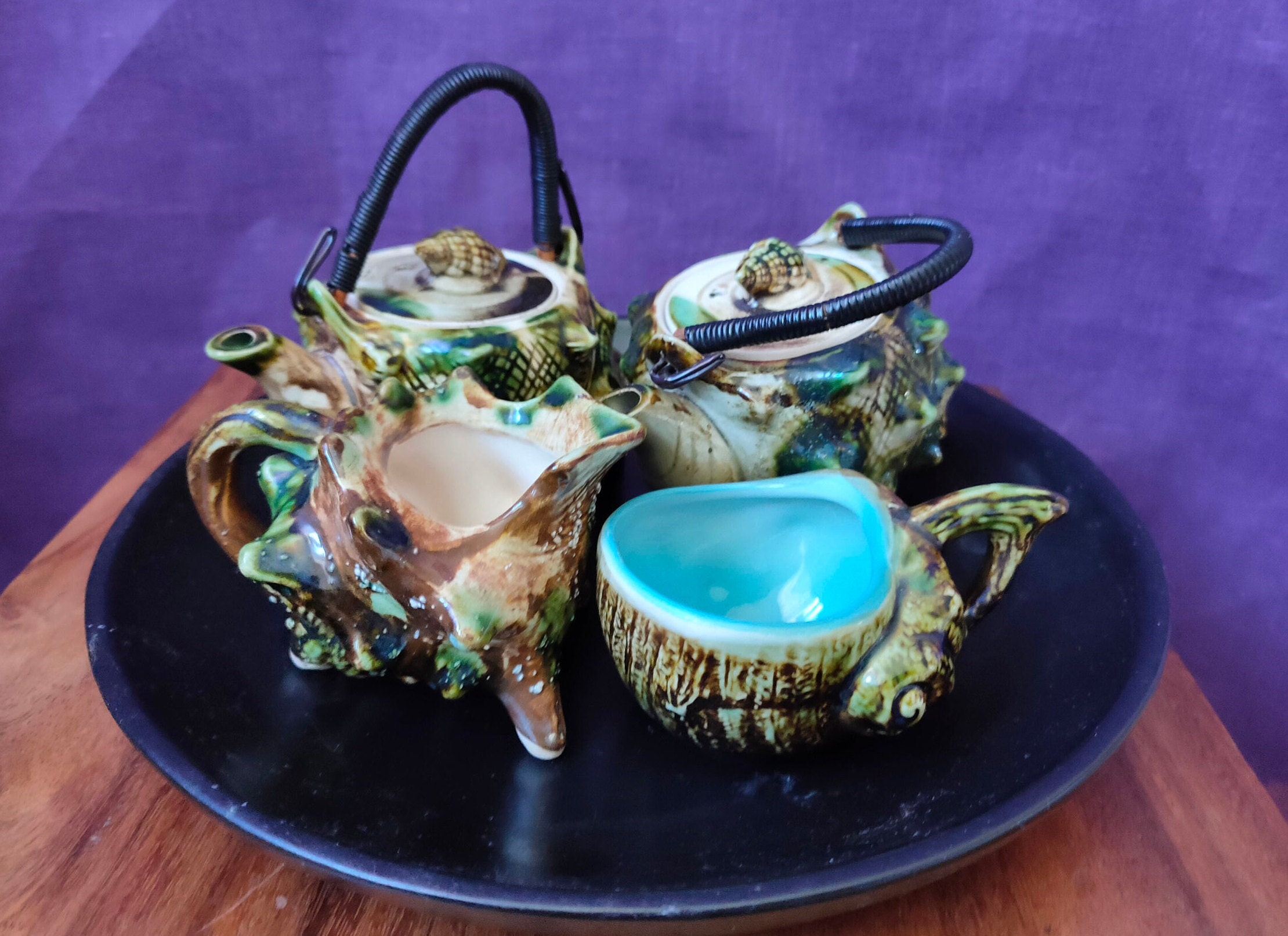 Teapot Shell Teapot Set Kitchen Decor Wedding Gift - Etsy