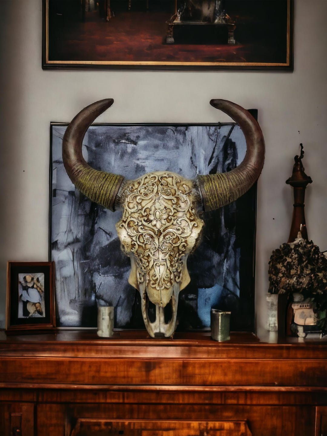 Tribal Buffalo Skull, Tribal Buffalo Skull Wall Decor - Etsy