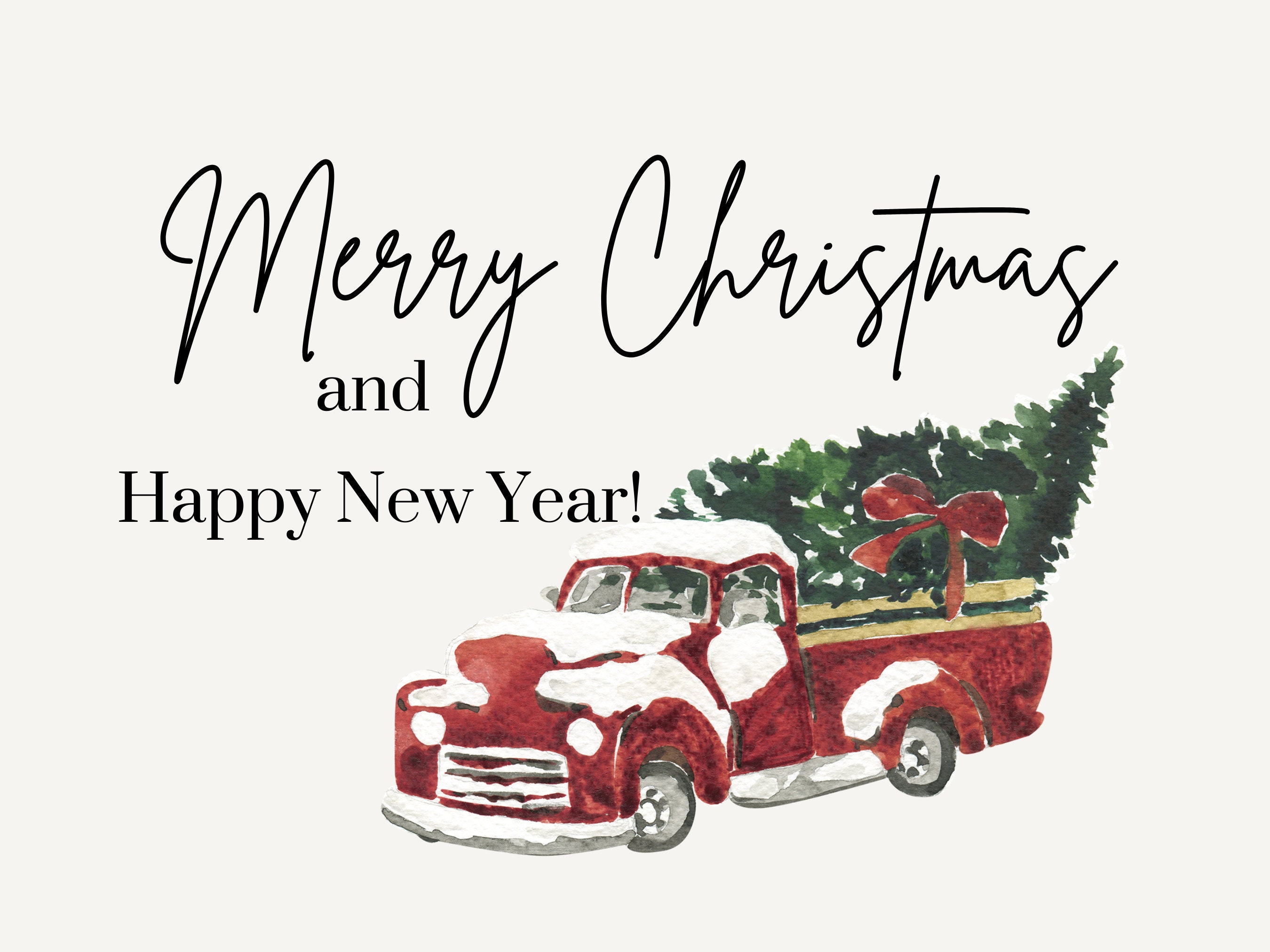 Printable Christmas and New Year Card, Merry Christmas and a Happy New ...
