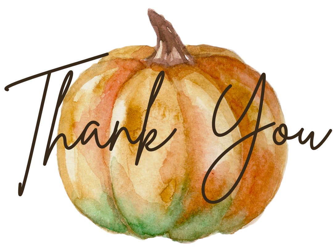 Printable Pumpkin Fall Thank You Card, Autumn Thank You Card, Fall ...