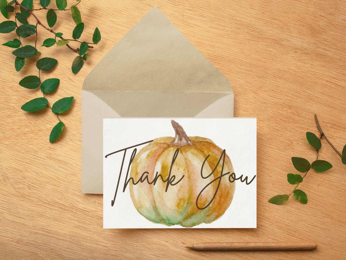 Printable Pumpkin Fall Thank You Card, Autumn Thank You Card, Fall ...