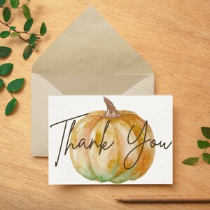 Printable Pumpkin Fall Thank You Card, Autumn Thank You Card, Fall ...
