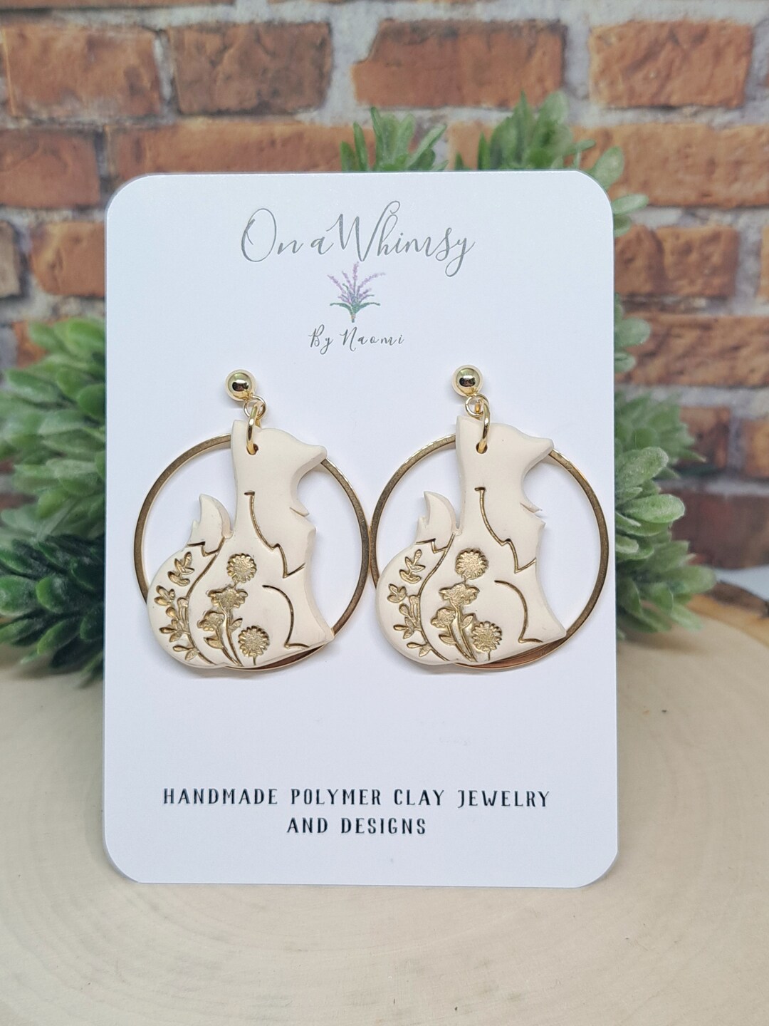 Fox Polymer Clay Dangles stainless Steel Studs - Etsy