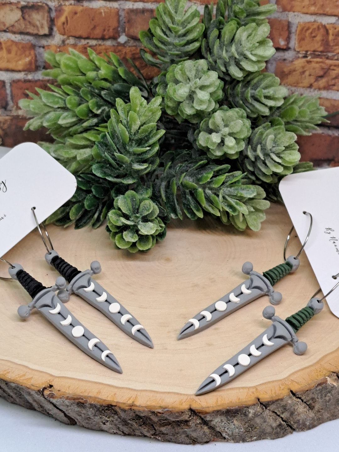 Moon Phase Sword Dagger Polymer Clay Earrings- Stainless Steel - Etsy