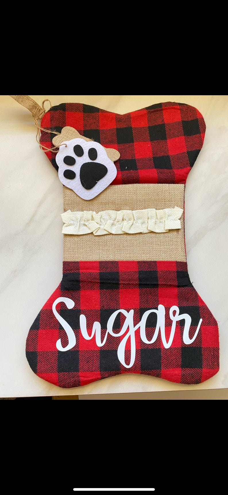 Personalized Christmas Stocking for Dogs: Bone-shaped Stocking, Canvas ...