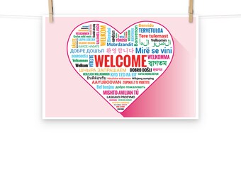 Welcome Poster in Different Languages Portrait Cool Colours Instant ...