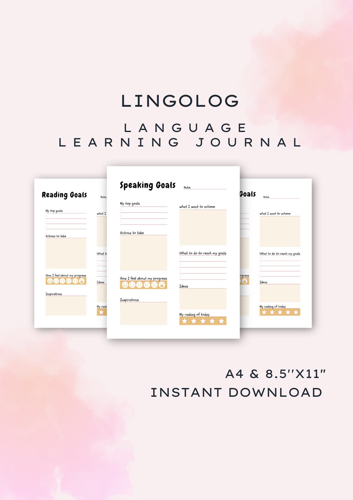 Lingolog: Your Language Learning Journey Journal printable - Etsy Canada