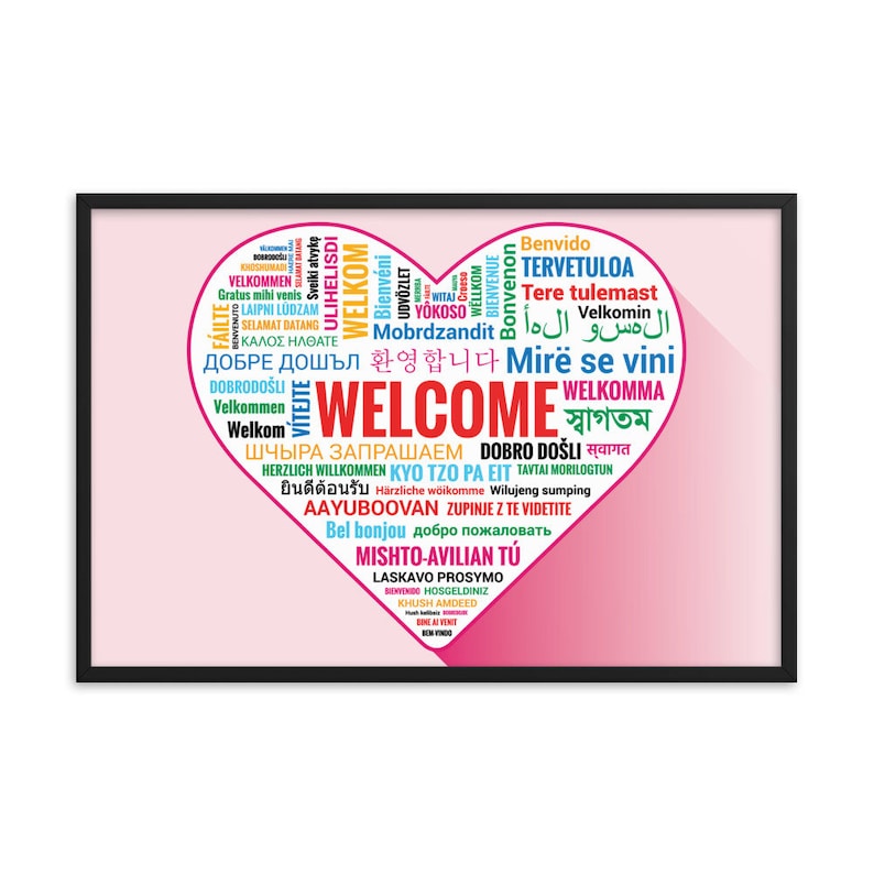 Welcome Poster in Different Languages (framed) - Etsy