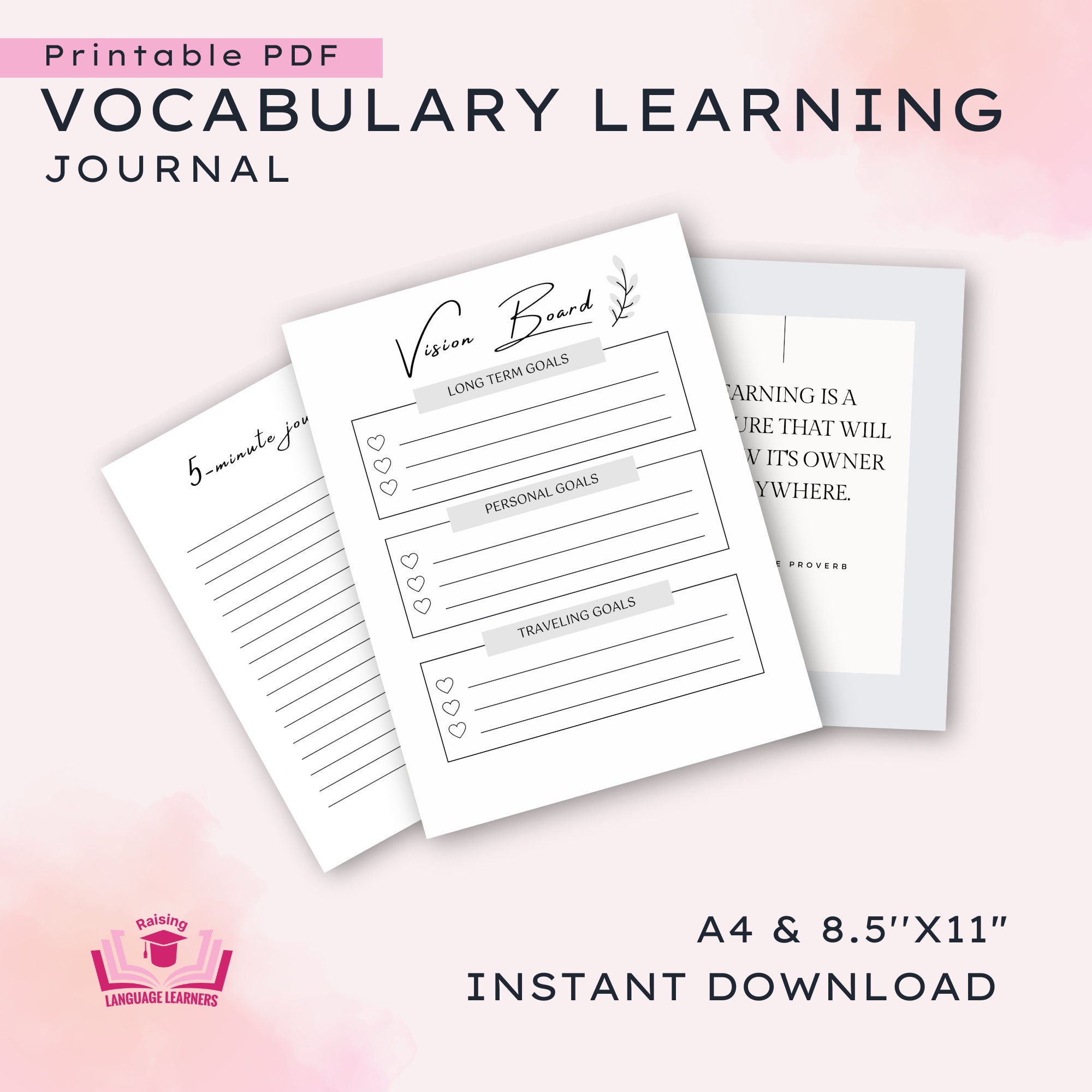 Vocabulary Learning Journal (printable) - Etsy