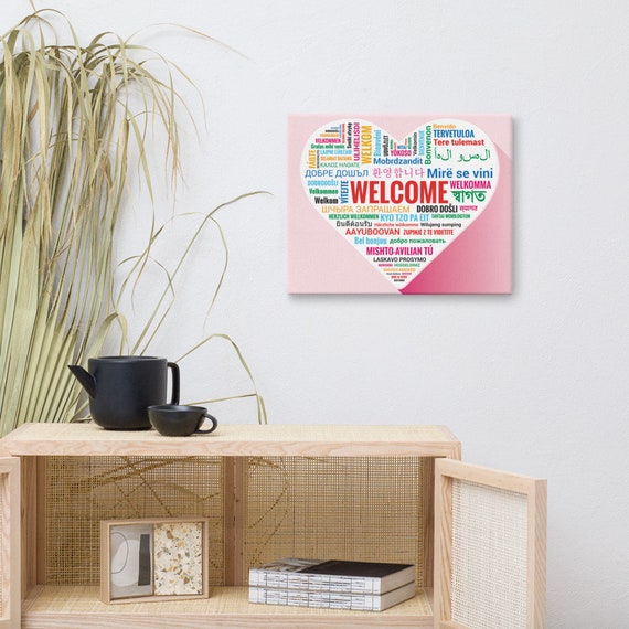 Welcome Canvas different Languages - Etsy