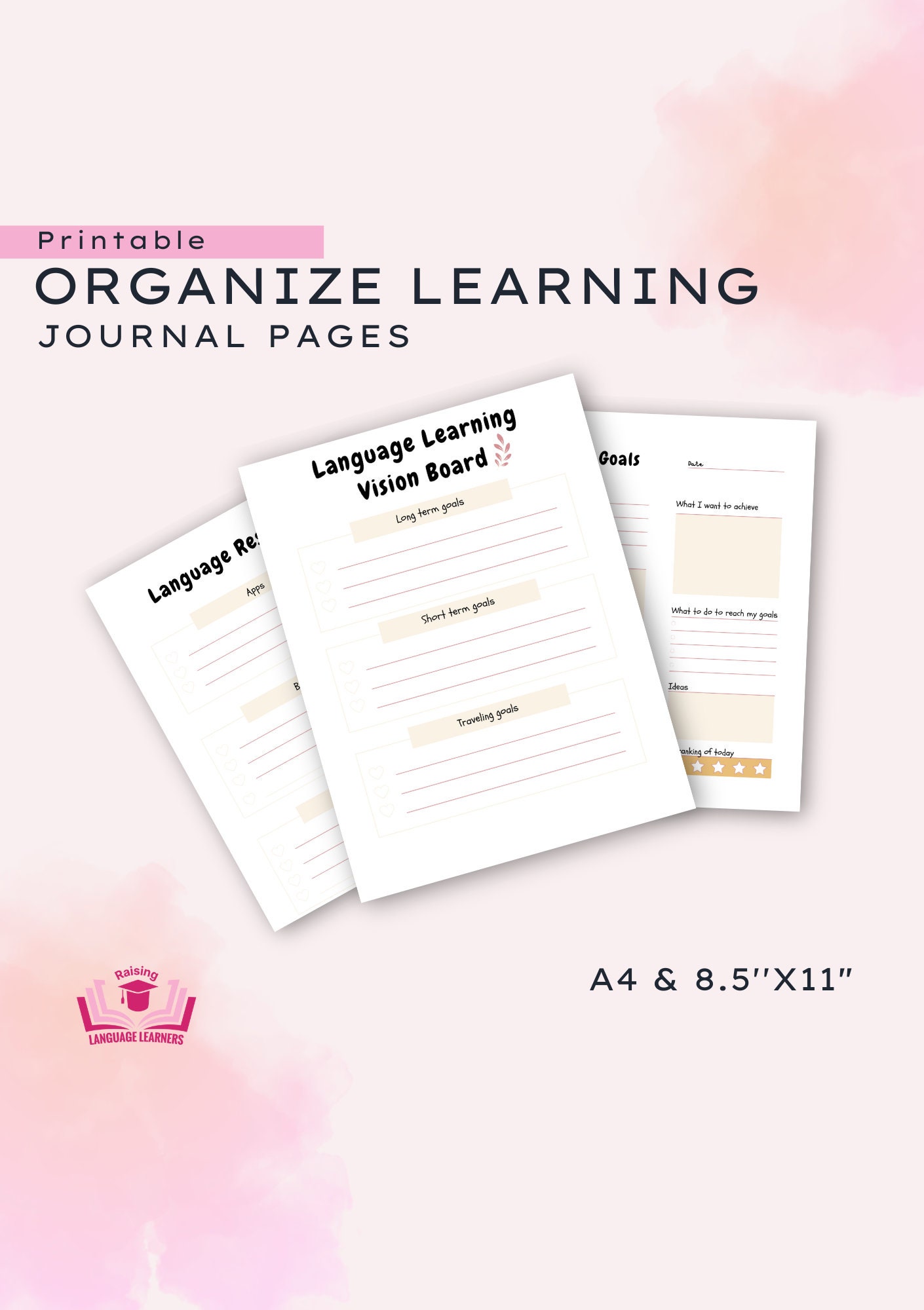 Lingolog: Your Language Learning Journey Journal printable - Etsy Canada