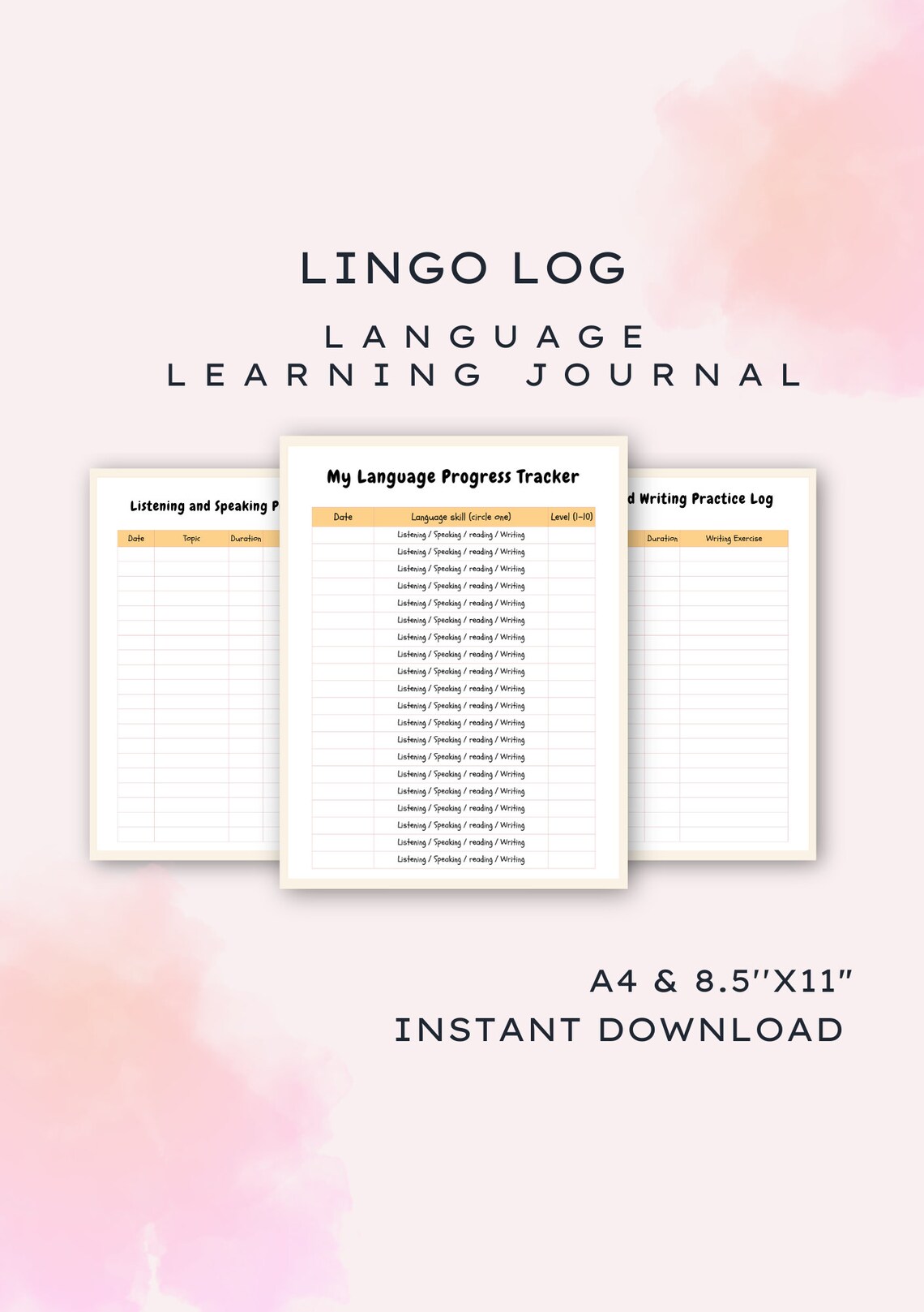 Lingolog: Your Language Learning Journey Journal printable - Etsy Canada