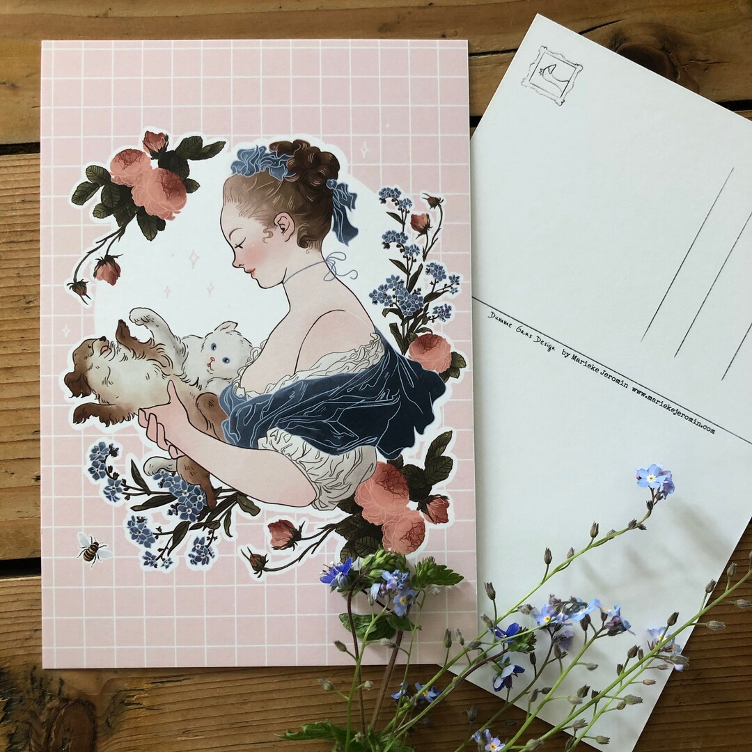 Baroque Kitsch Postcard / Rococo Floral Postcard / Pastel Versaille ...