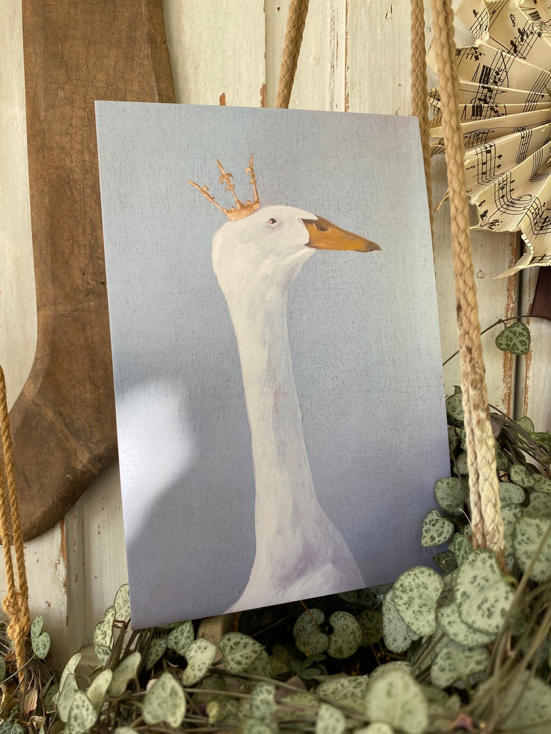 Postcard Running Duck With Crown / Royal Duck Postcard / Oil Painting ...