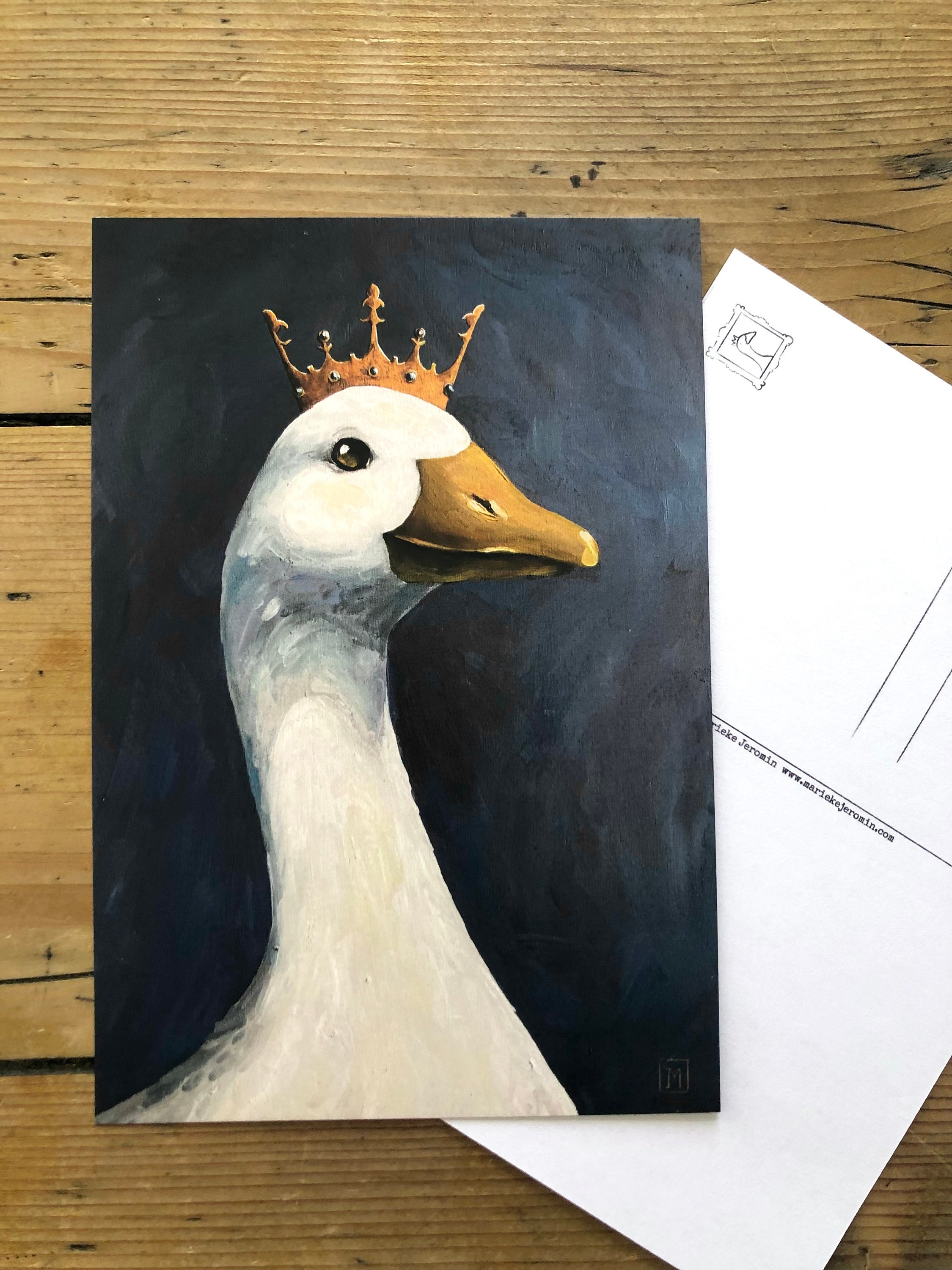 Goose With Crown Postcard / Geese Paintings Card / Ducks and - Etsy