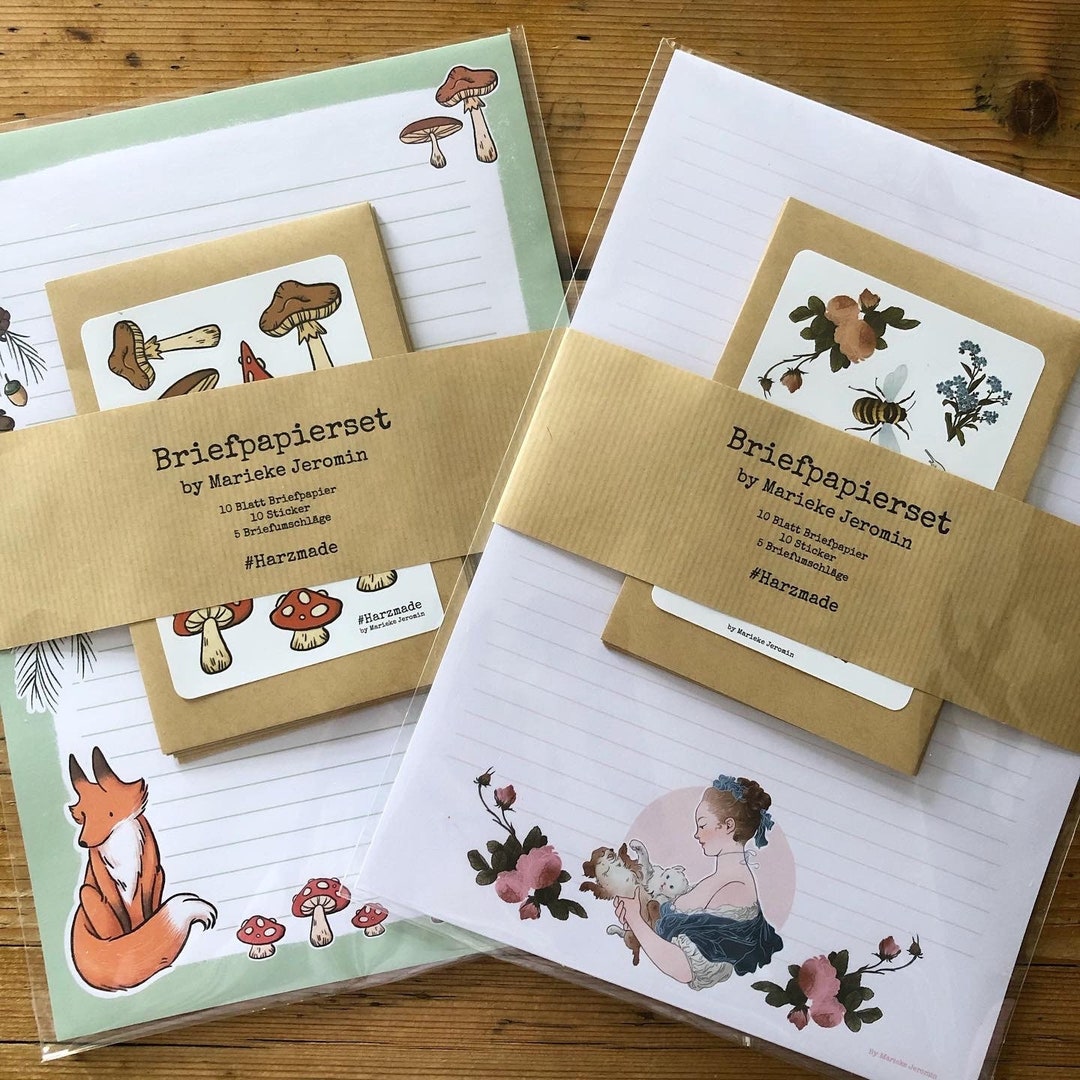 Fox Stationery Set / 10x Stationery 10xsticker 5xenvelope / - Etsy Finland