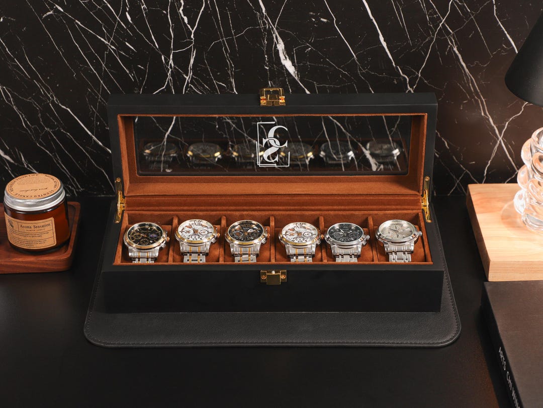 Personalized Watch Box for Men, Wooden Watch Box With 6 Slots ...