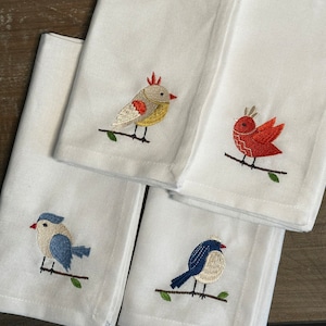 Embroidered Dinner Napkins Cotton Dinner Napkins Boho Birds - Etsy