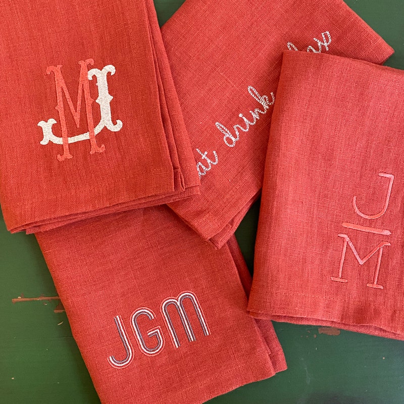 Monogrammed Linen Napkins - Etsy
