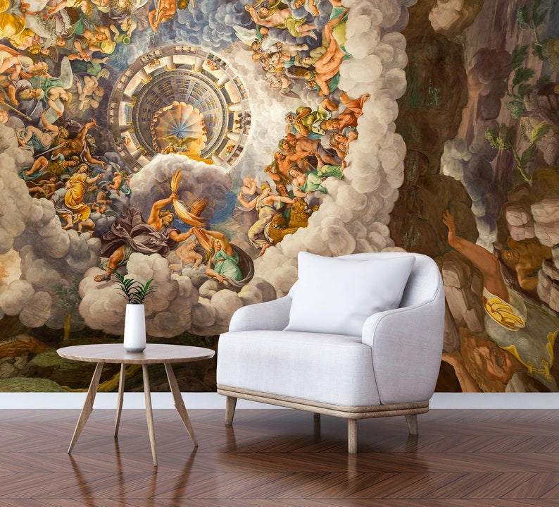 The Fall of Giants Wallpaper: Renaissance Art Peel and Stick Mural - Etsy