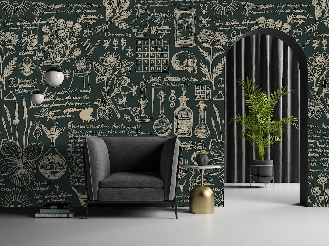 Medicine Herbal Wallpaper | Peel and Stick | Removable | Vintage Prints ...