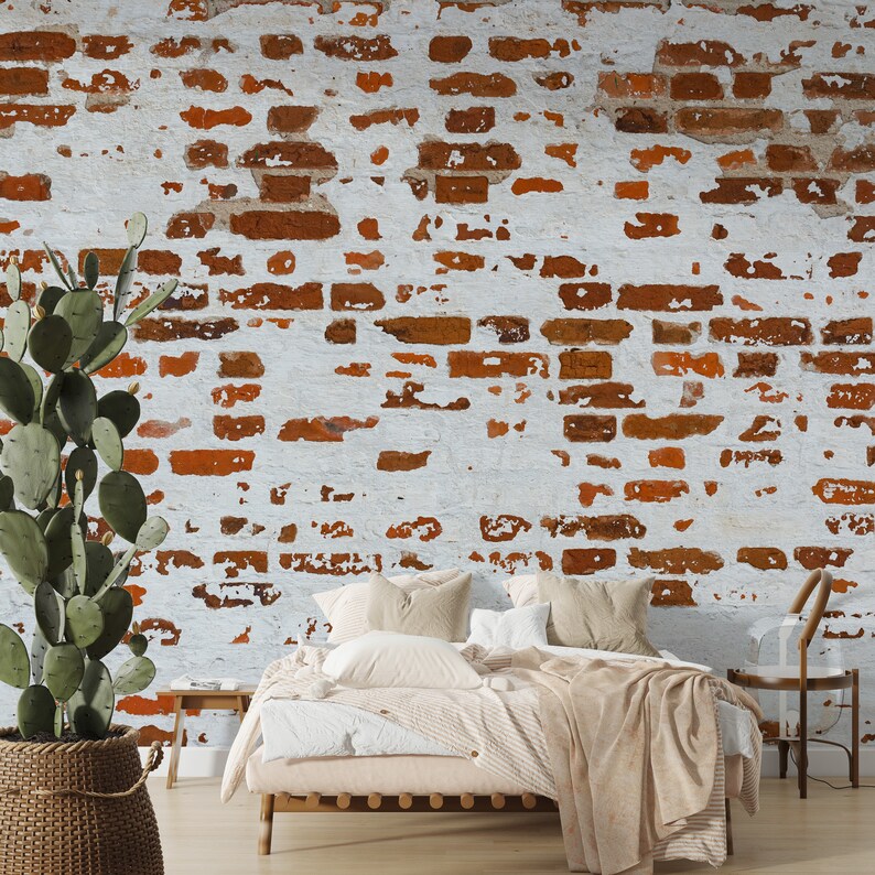 Grunge Brick Peel and Stick Wallpaper: Vintage Wall Mural - Etsy