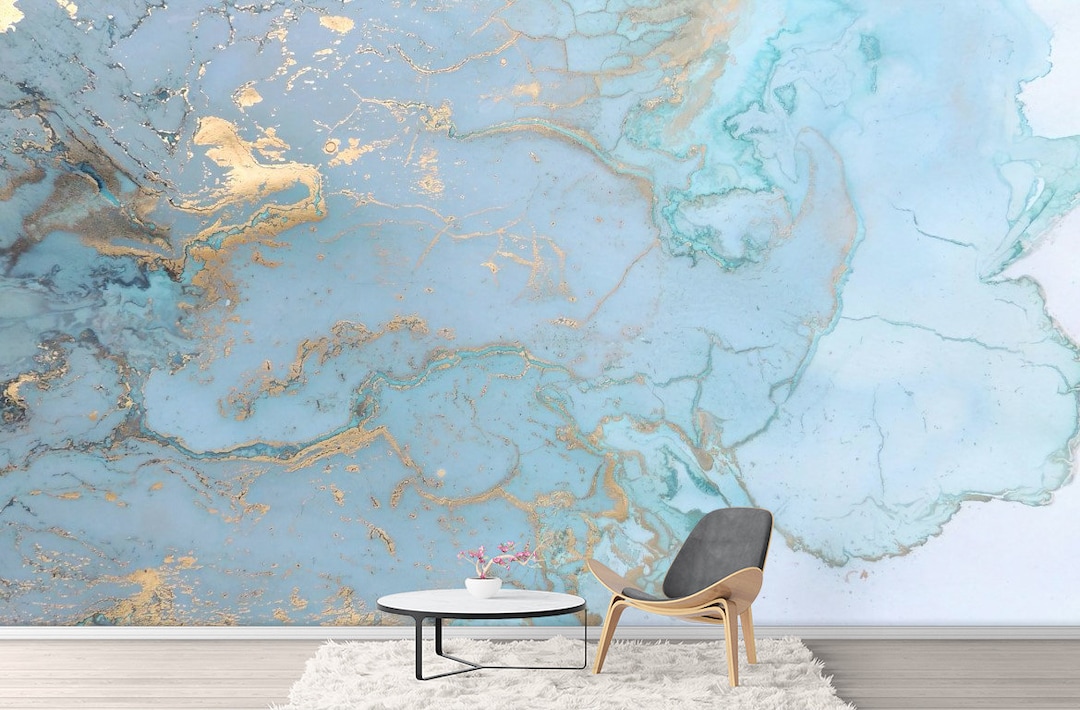 Blue Marble Wallpaper | Marble Textured Wallpaper | Peel and Stick ...