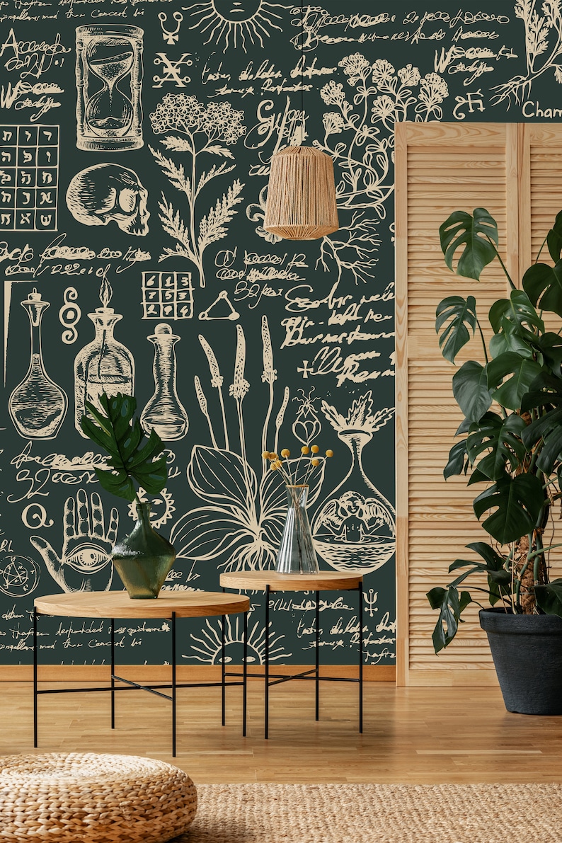 Medicine Herbal Wallpaper | Peel and Stick | Removable | Vintage Prints ...
